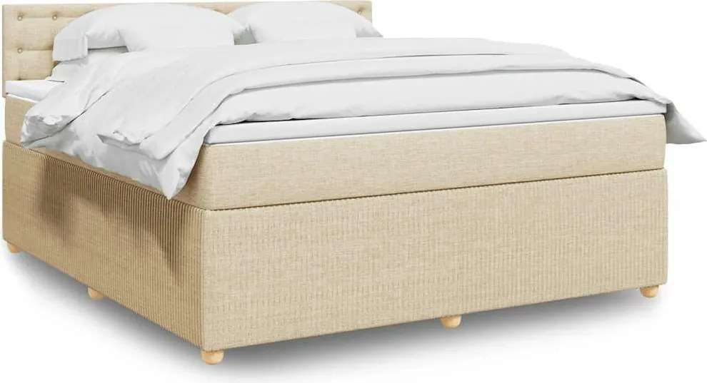 Box spring postel s matrací krémová 180x200 cm textil 3287554