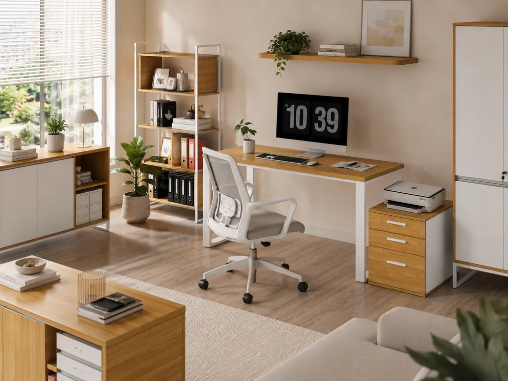 Kancelářský stůl Houseland Nuvia Home 05 160 cm dub/bílý