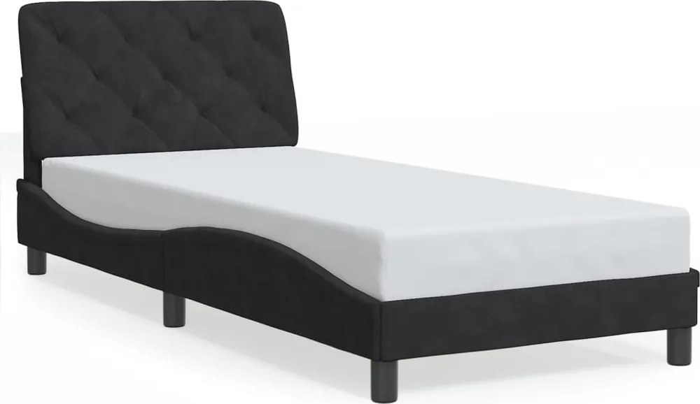 Rám postele s LED bez matrace černý 90 x 190 cm samet 3213827