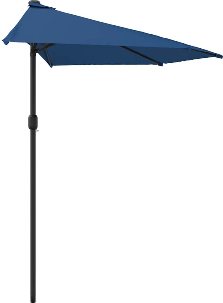 Slunečník na balkon hliníková tyč modrý 300x155x223 cm půlkruh 312505