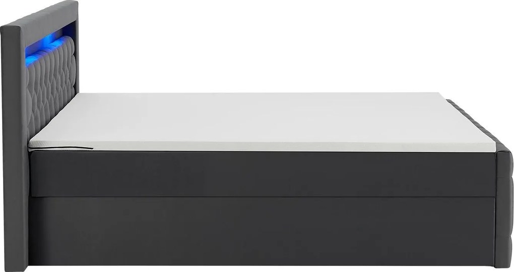 Juskys Postel boxspring Leona se sametovým potahem Barva: šedá, Velikost: 180 cm
