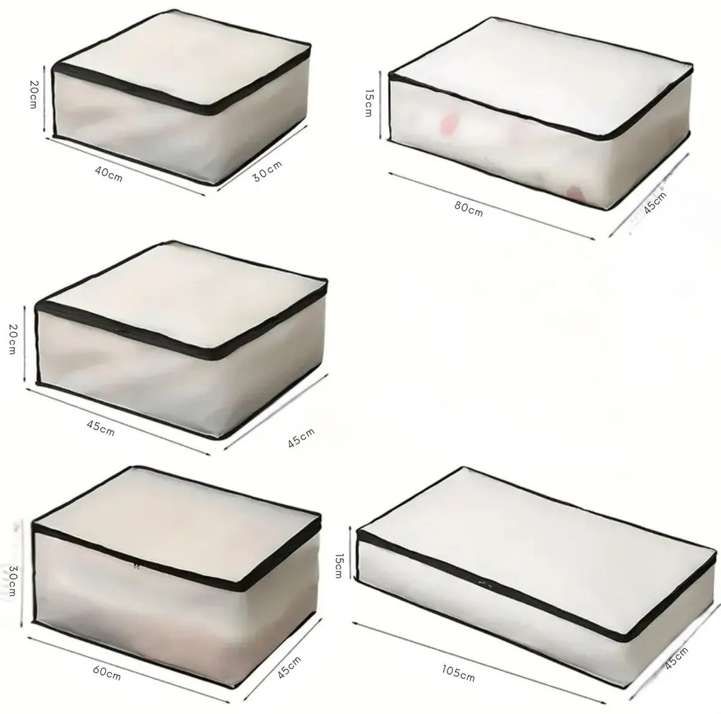 Arte Regal Textilní úložný box na uschování oblečení a ložního prádla, WHITE KIPIT, 45x30x20, bílý