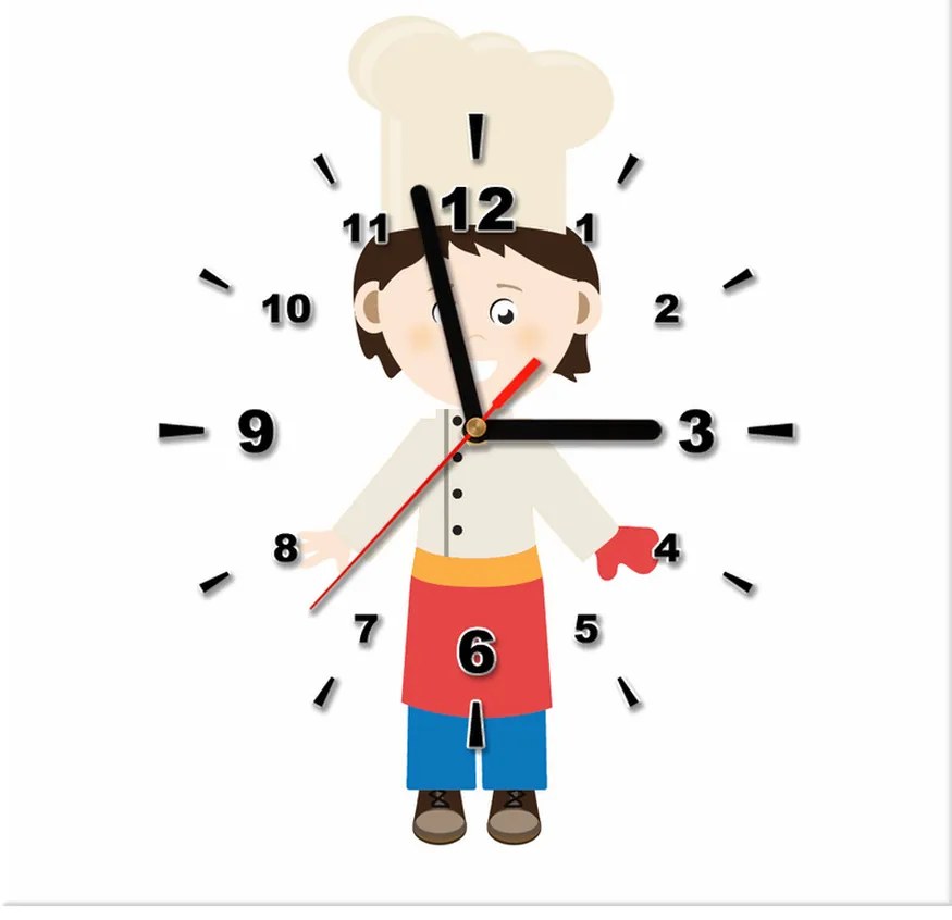 Gario Obraz s hodinami Malý kuchař Rozměry: 30 x 30 cm