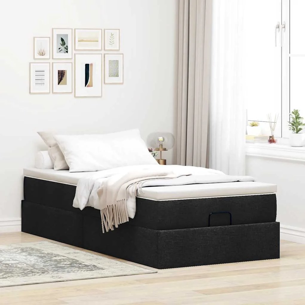 Osmanský rám postele s matrací černá 90x190cm textil 3311073