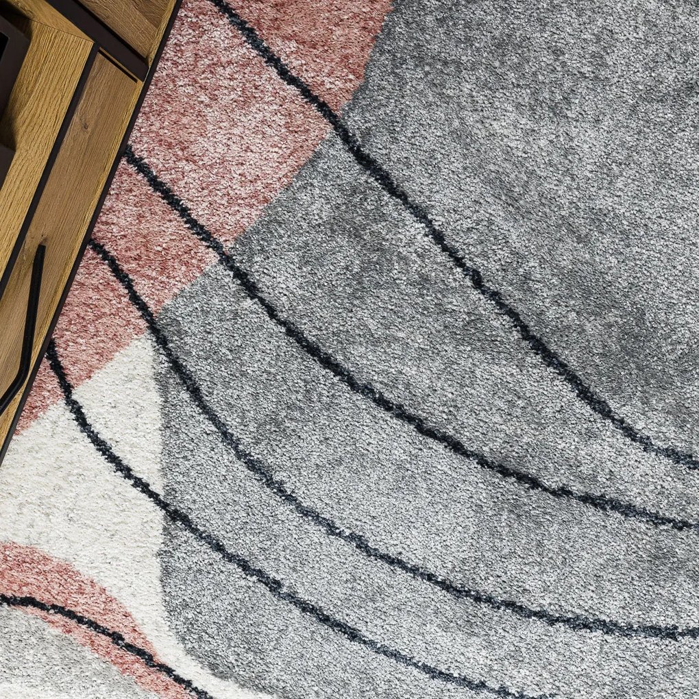 Dywany Łuszczów, Kusový koberec Fusion 5868 white/dark pink, 140x190, růžová, kancelář