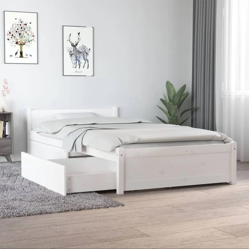 Rám postele se zásuvkami bílý 90 x 190 cm Single 3103479