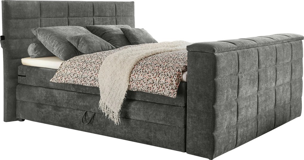 XXXLutz POSTEL BOXSPRING, 180/200 cm, šedá Carryhome - Postele s úložným prostorem - 002220044507