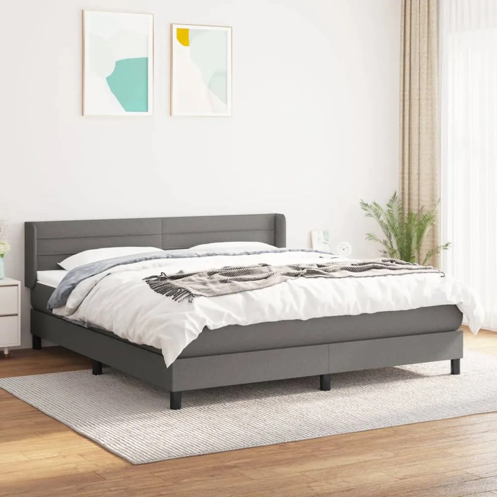 Box spring postel s matrací tmavě šedá 160x200 cm textil 3129802
