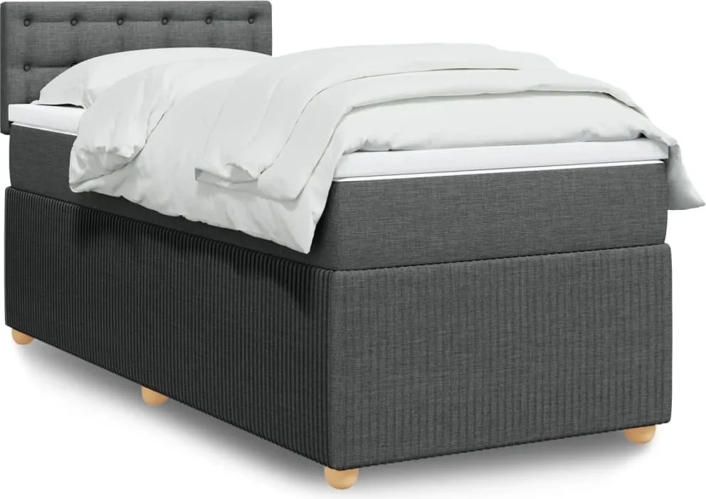 Box spring postel s matrací tmavě šedá 100 x 200 cm textil