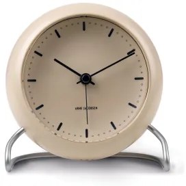 Stolní hodiny s budíkem City Hall Beige 11 cm Arne Jacobsen Clocks