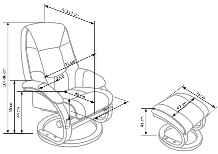Polohovací masážní křeslo MATADOR — vyhřívání, dřevo, ekokůže, béžová
