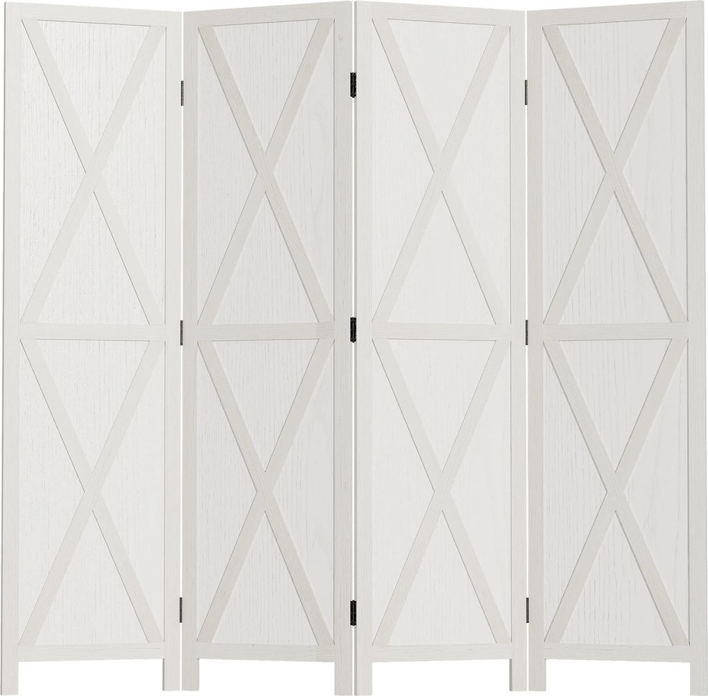 HOMCOM Dělicí Panel 182x170 cm - Skládací Dělič Místnosti pro Obývací Pokoj, Ložnici a Kancelář - Bílá | Aosom