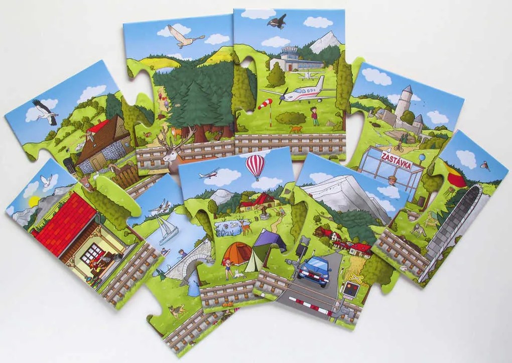 EFKO HRA Na výletě puzzle s příběhem skládačka s dřevěnou figurkou ef54648