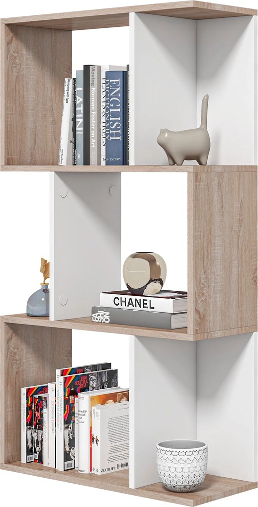 HOMCOM Moderní design kancelářské knihovny, dřevěná, 3 police 60 × 24 × 111,4 cm | Aosom