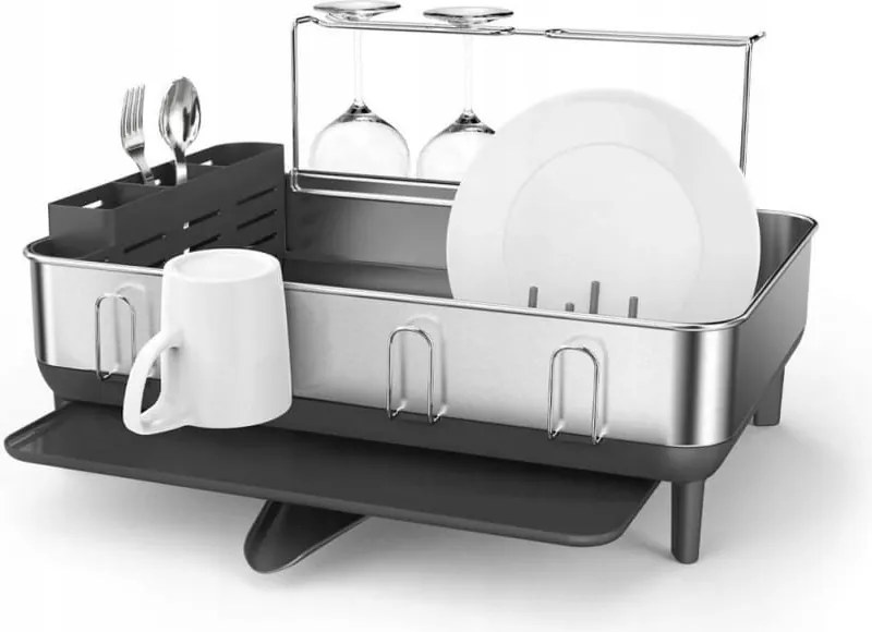 Simplehuman Compact Ocelový odkapávač na nádobí Odkapávač Černý