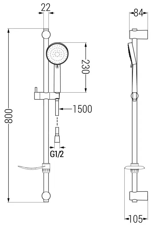 Mexen sprchový set DF75, černá, 785754582-70