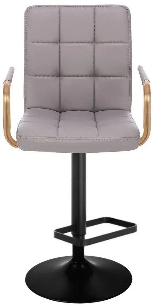LuxuryForm DESIGN Barová židle VERONA GOLD na černé kulaté podstavě - šedá