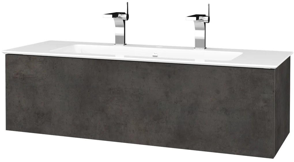Dřevojas Koupelnová skříň VARIANTE SZZ 120 (umyvadlo Pura) Varianta: N01 Bílá lesk / D16 Beton tmavý