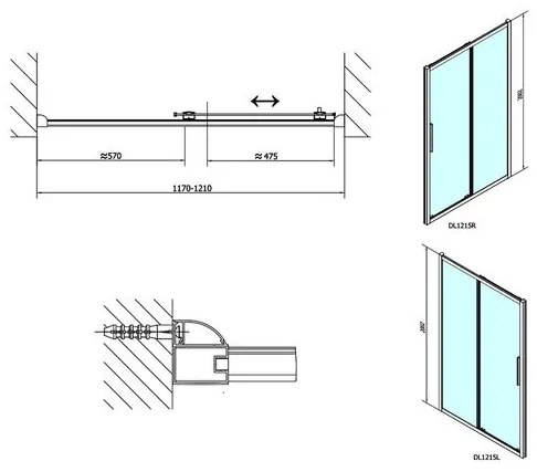 Polysan Lucis Line Sprchové dveře 120 cm, chrom/čiré sklo, DL1215