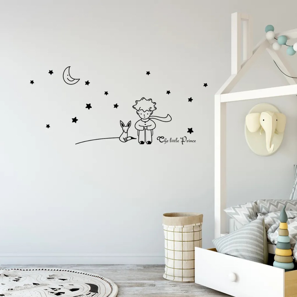PIPPER | Samolepka na zeď "Malý Princ - černá" 96x42 cm