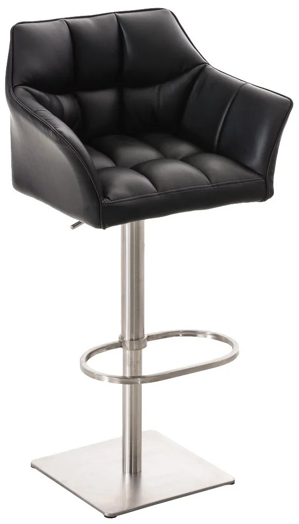 Barová židle Damas  E1 ~ koženka, nerezový rám - Černá
