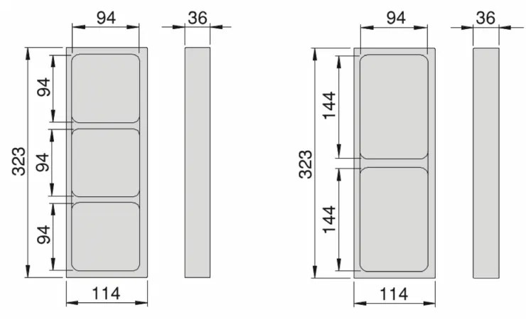 Sapho LINDO boční organizér, sada 2ks, 114x323mm, plast, antracit LD002