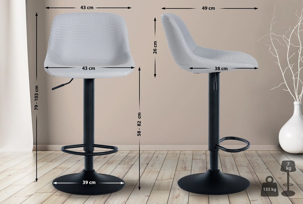 Sada 2 barových židlí Loft umělá kůže – šedá