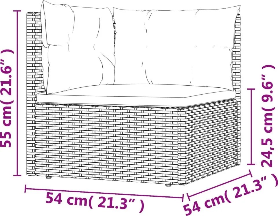 vidaXL Zahradní rohová pohovka s poduškami polyratan [319600] Barva: Šedá