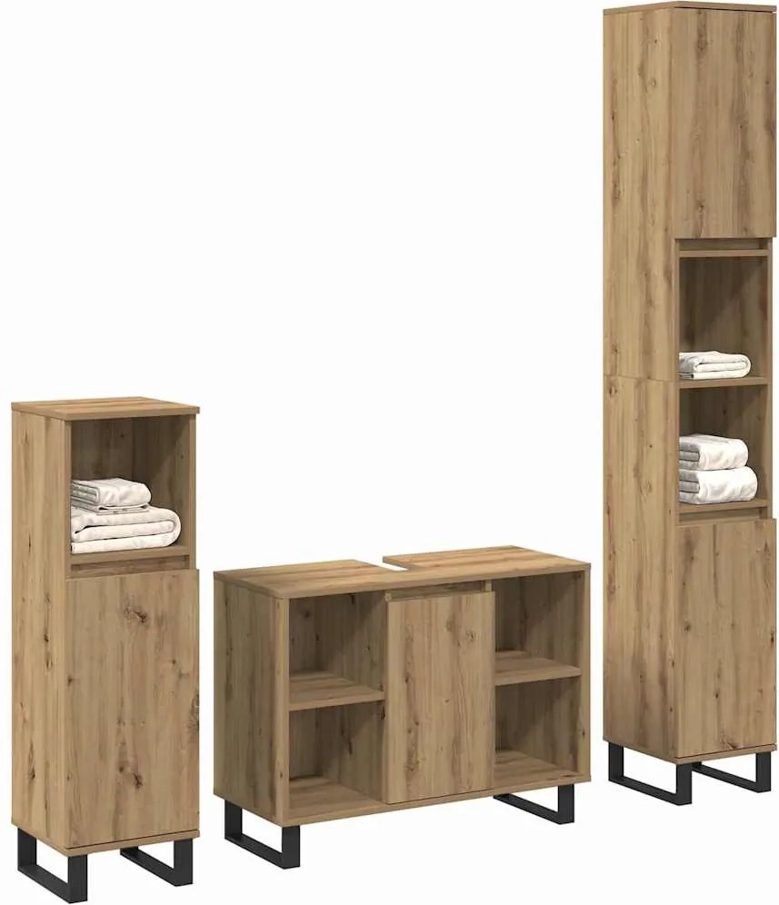 Sada koupelnového nábytku 3 ks Hnědá 30 x 30 x 180 cm 3378511