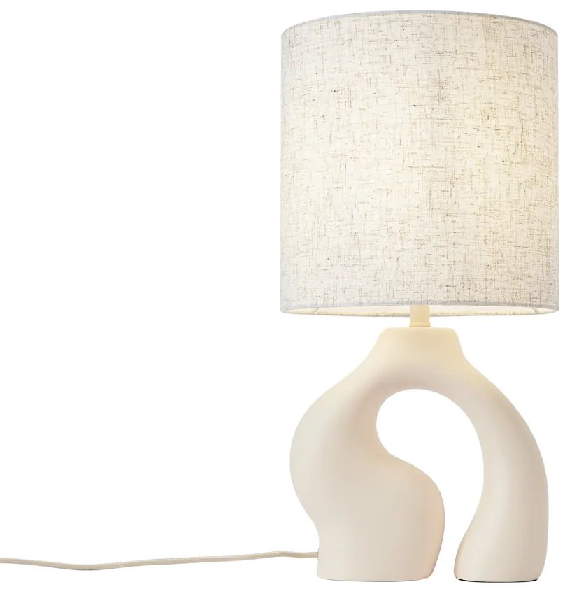 Japandi stolní lampa béžová s lněným stínidlem - Dahlia Biano.cz