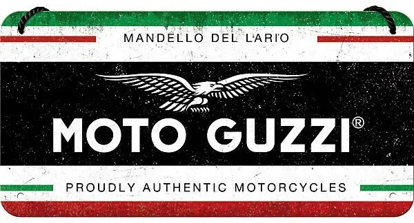 Plechová cedule Moto Guzzi Italian, (20 x 10 cm)