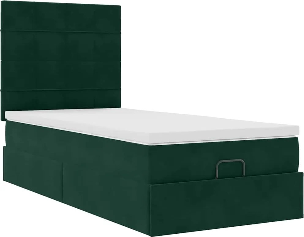 Osmanský rám postele s matracemi tmavě šedá 90x200cm samet 3313448