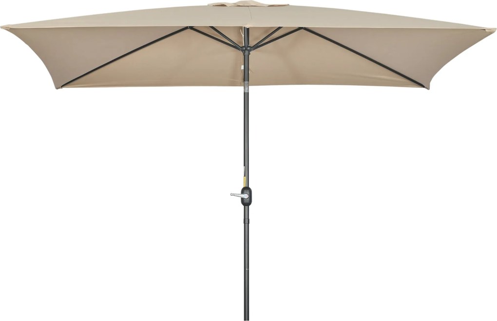 Outsunny Hliníkový Slunečník 200x300x253 cm Obdélníkový Zahradní Slunečník s Kličkou a Odnímatelným Sloupem pro Terasu, Bazén, Patio venkovní Khaki |