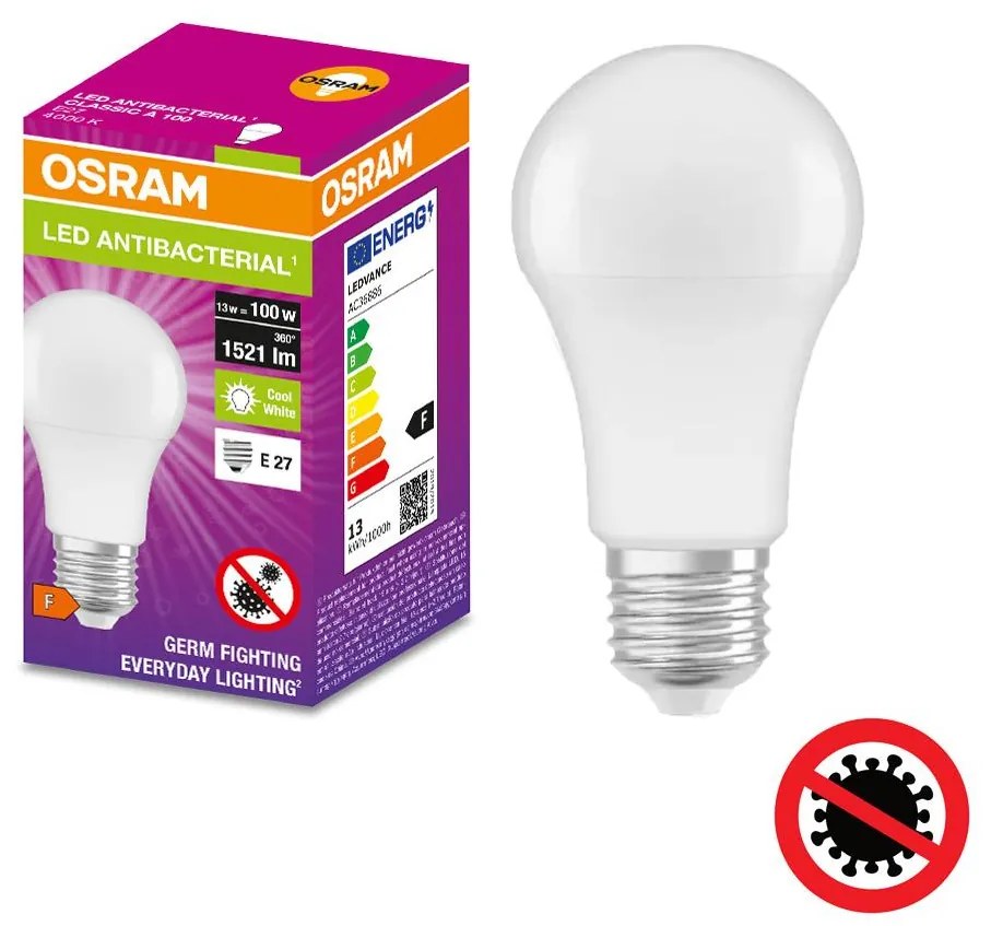 Osram | LED Antibakteriální žárovka A100 E27/13W/230V 4000K - Osram | P22705
