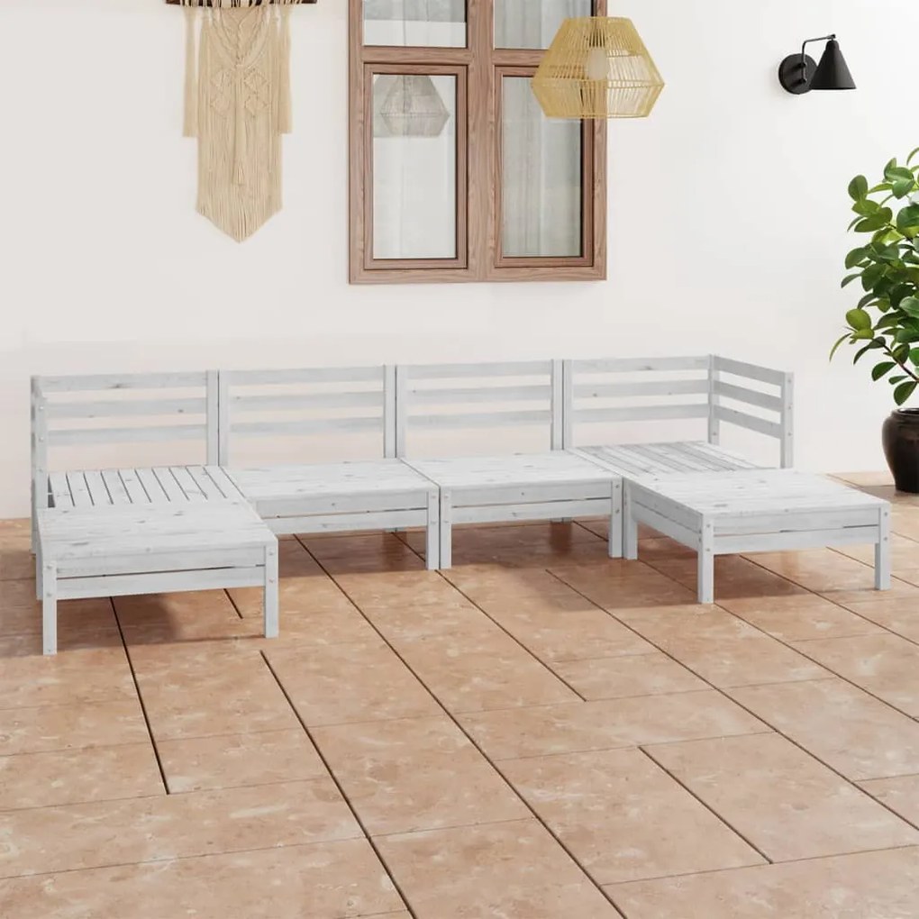 6dílná zahradní sedací souprava bílá masivní borovice 3083335