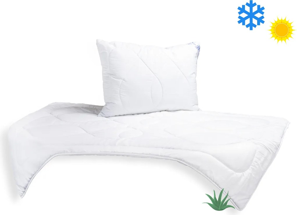 SET Přikrývka Aloe Vera 140x200cm celoroční 850g + Polštář UNICO AloeVera 70x90cm 900g