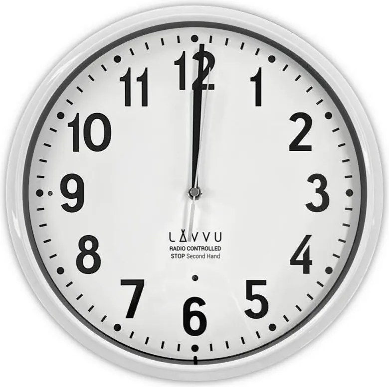 LAVVU Bílé hodiny Accurate White řízené rádiovým signálem - 3 ROKY ZÁRUKA! ⌀30cm LCR3021