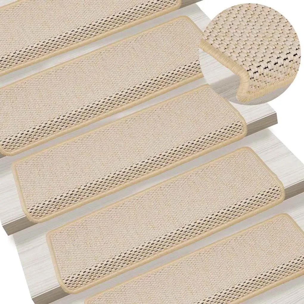 Samolepící nášlapy na schody vzhled sisal 15 ks 65x21x4 cm Berber 326893