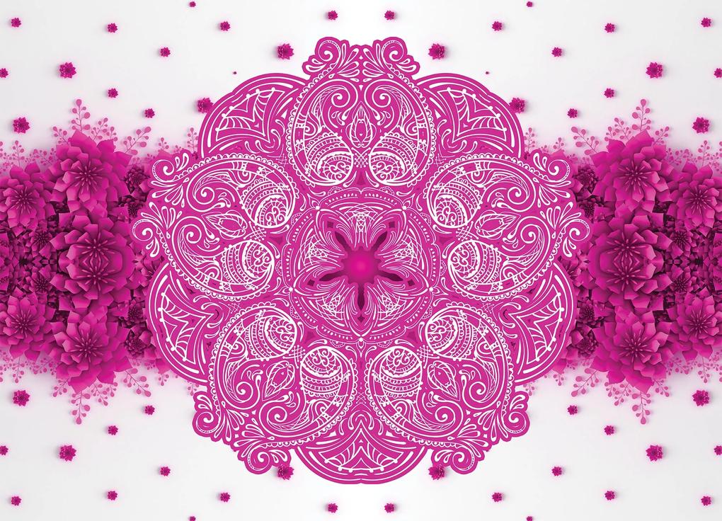 Malvis ® Tapeta Růžová mandala s květy Vel. (šířka x výška): 216 x 140 cm