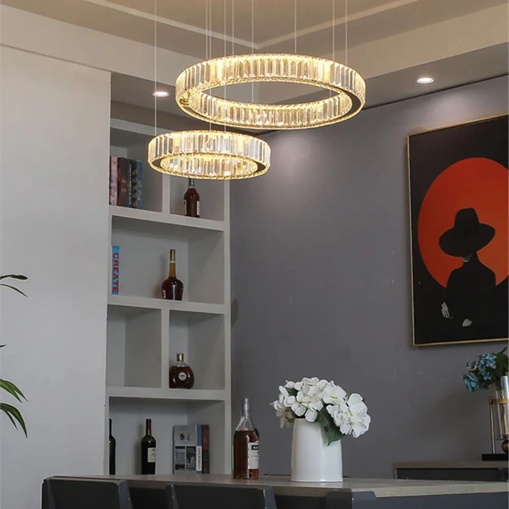 Toolight, LED křišťálová závěsná lampa APP982-CP, stříbrná, OSW-03641