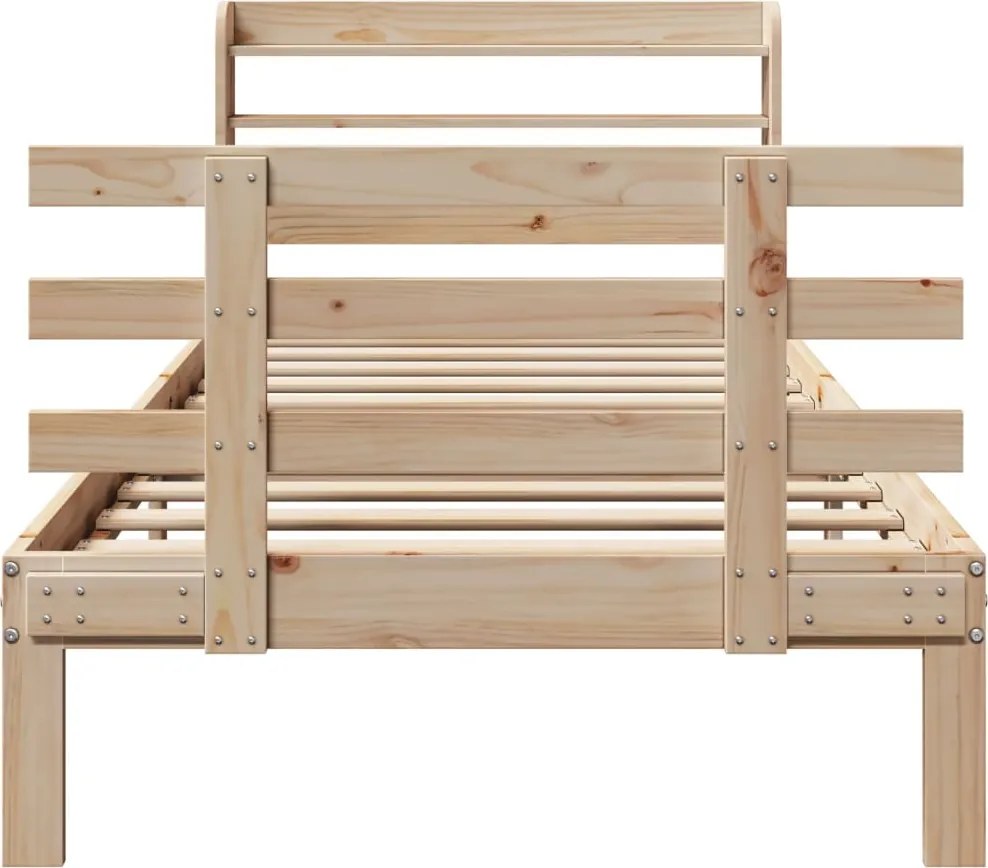 Rám postele s čelem 90 x 200 cm masivní borové dřevo 3306847