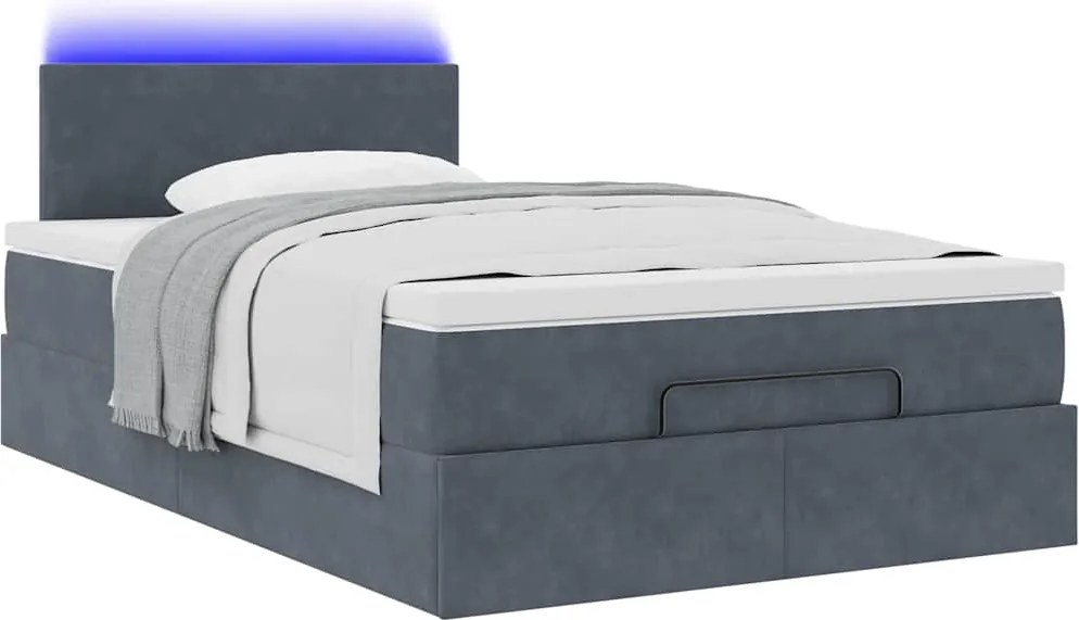 Osmanská postel s matrací & LED tmavě šedá 120x190cm samet 3312537