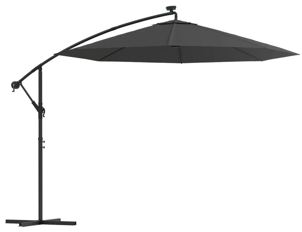Konzolový slunečník s LED světly ocelová tyč 300 cm antracitový - Default Title