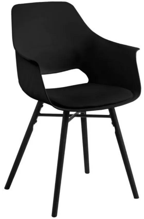 Scandi Černá plastová jídelní židle Gamora s černou podnoží