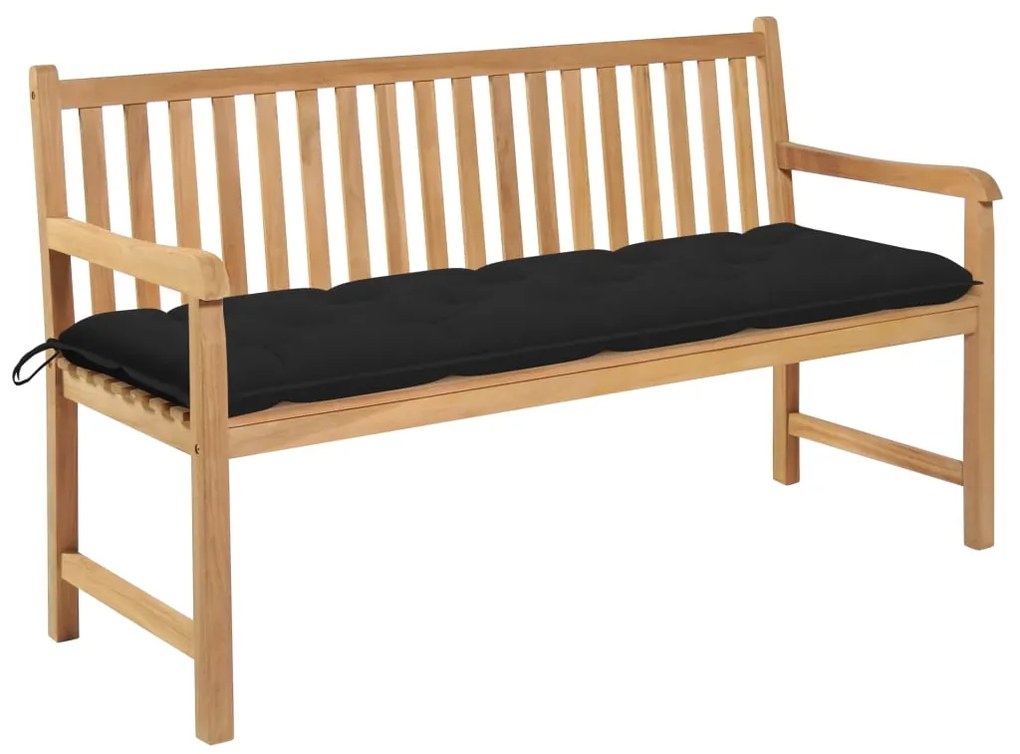 vidaXL Zahradní lavice s černou poduškou 150 cm masivní teak