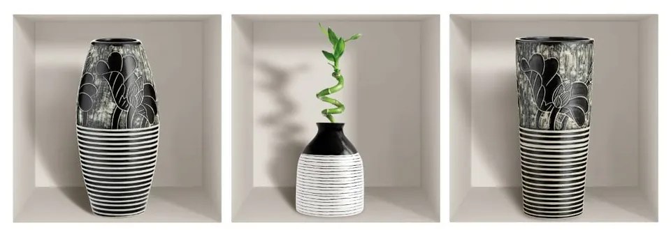 Sada 3 3D samolepek na zeď Ambiance Modern Vases