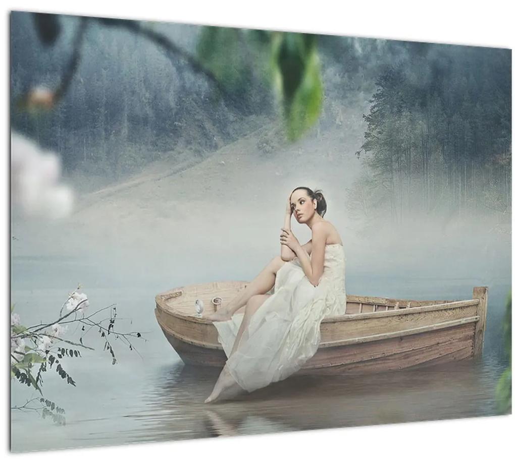 Obraz - Žena na loďce (70x50 cm)