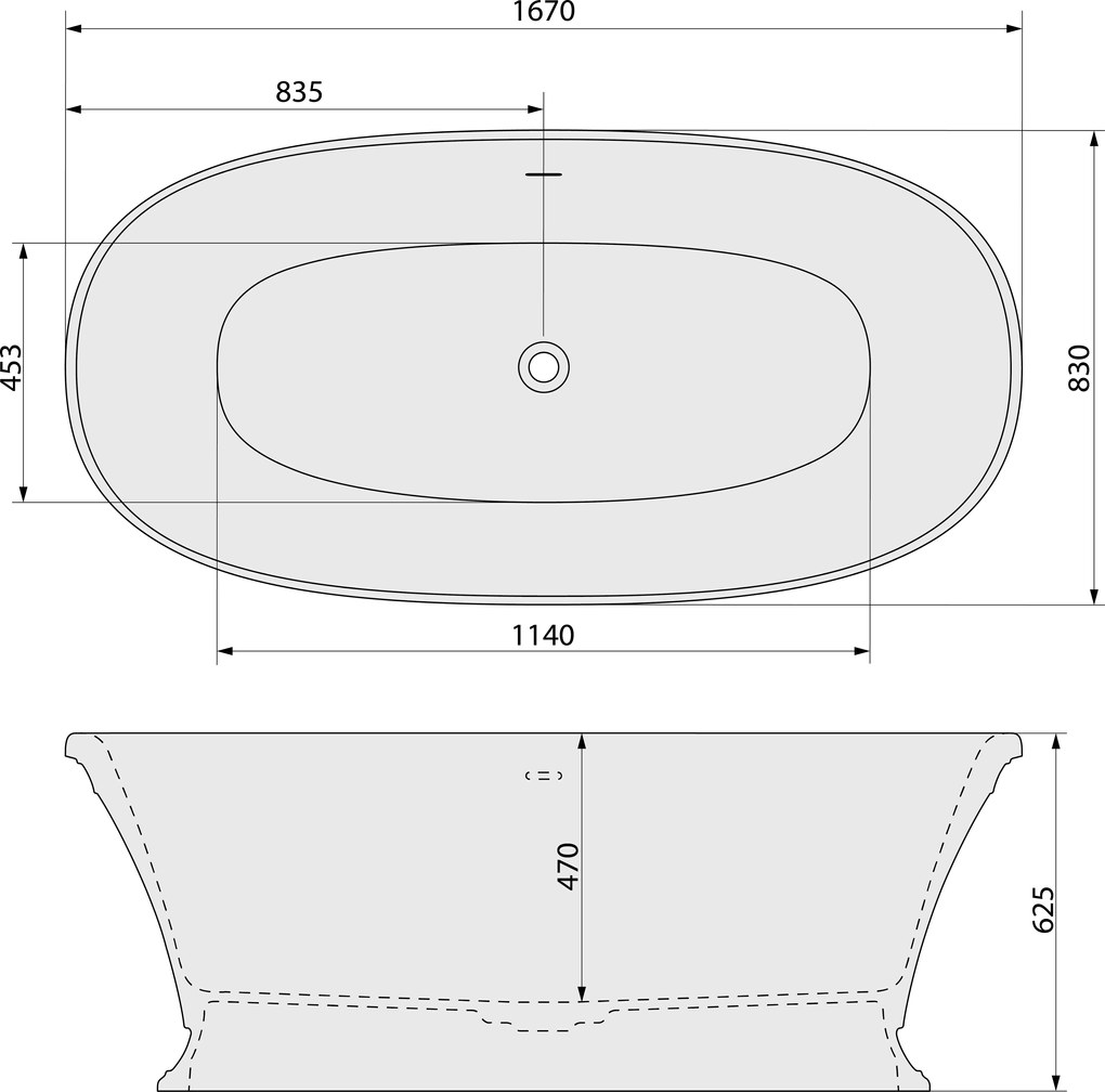 Polysan Velia volně stojící vana 167 x 83 x 62,5 cm litý mramor bílá 92230