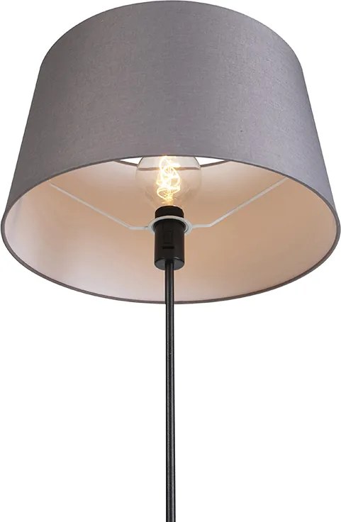 Stojací lampa černá s tmavě šedým lněným stínítkem 45 cm - Parte