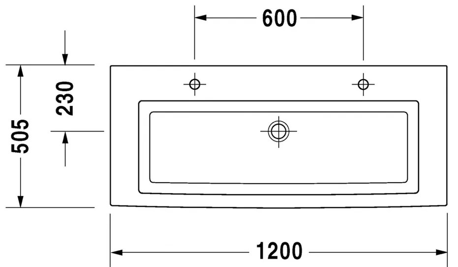 Duravit 2nd floor - umyvadlo do nábytku 120x50,5cm na 1 baterii 0491120000